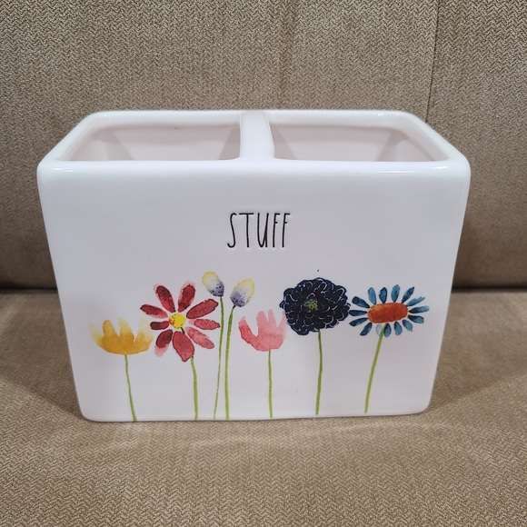 Rae Dunn | Bath | Rae Dunn Flowers Floral 2 Part Divided Stuff Holder ...